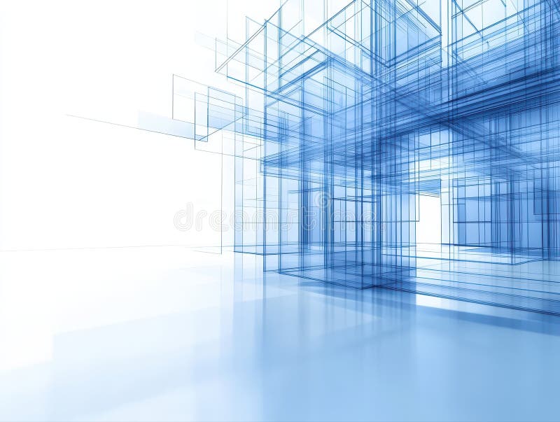 Modern Architectural Blueprints Digital Wireframe Construction Design ...