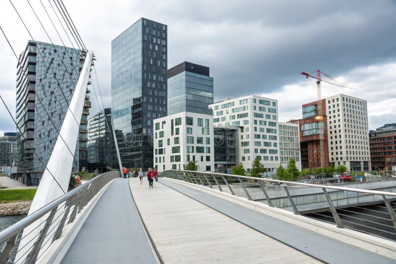 Bridge in Barcode Project, Oslo Stock Illustration - Illustration of ...