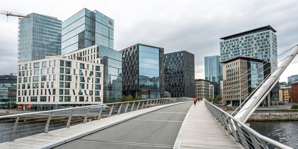 Bridge in Barcode Project, Oslo Stock Illustration - Illustration of ...