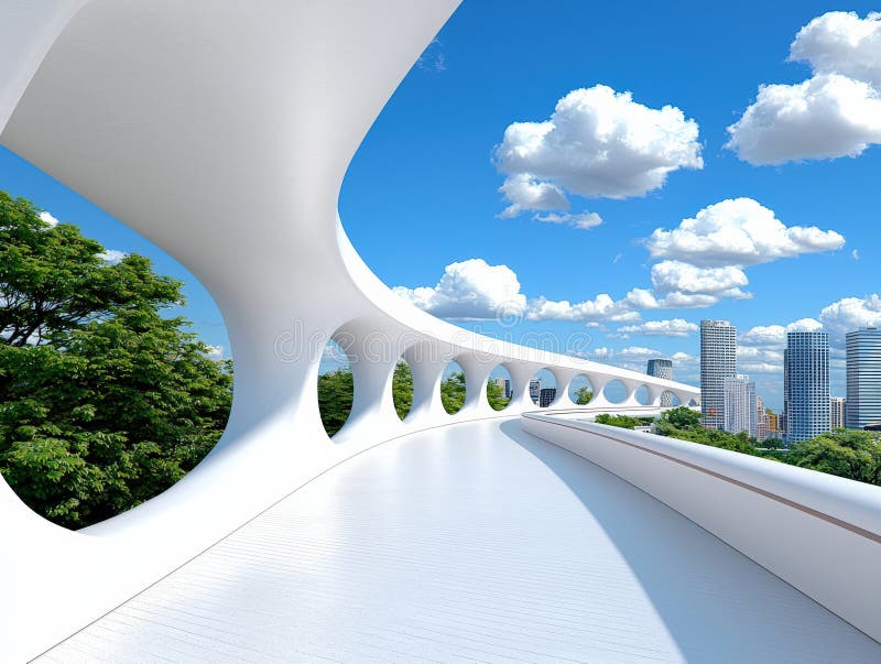 Modern Architectural Bridge with Sleek Design, Surrounded by Greenery ...
