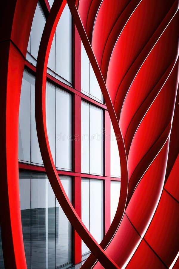 Modern Architectural Building with Curved Red Facade Stock Photo ...
