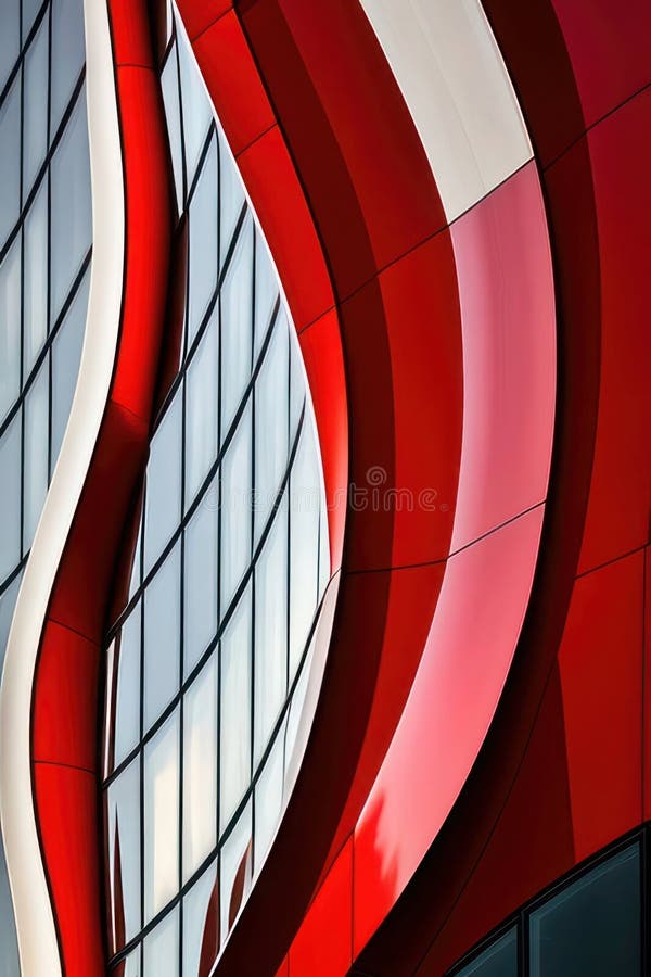 Modern Architectural Building with Curved Red Facade Stock Photo ...