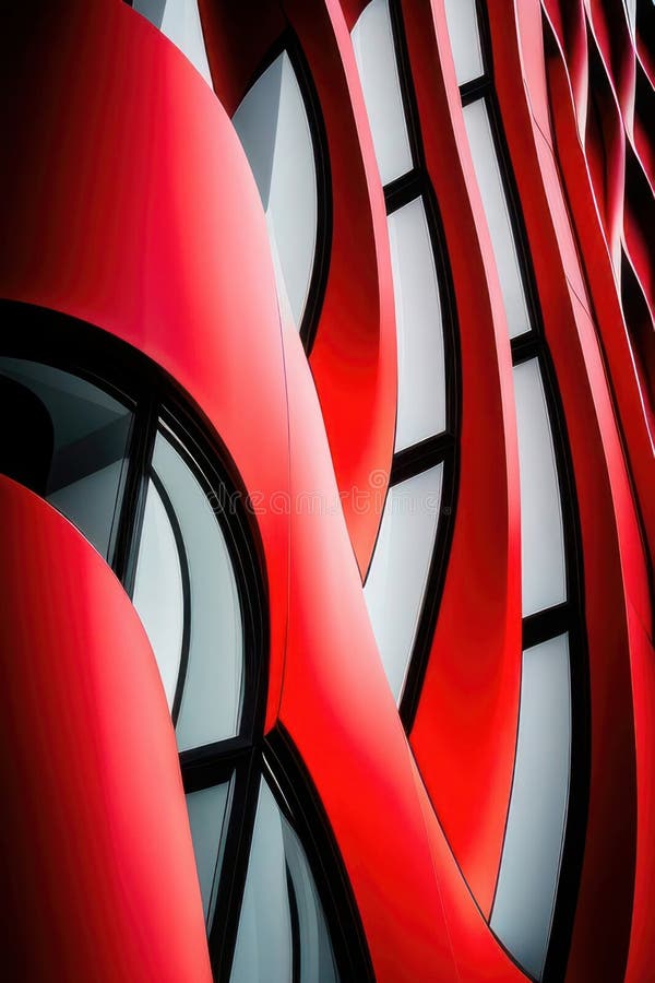 Modern Architectural Building with Curved Red Facade Stock Photo ...