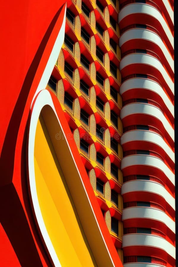 Modern Architectural Building with Curved Red Facade Stock Image ...