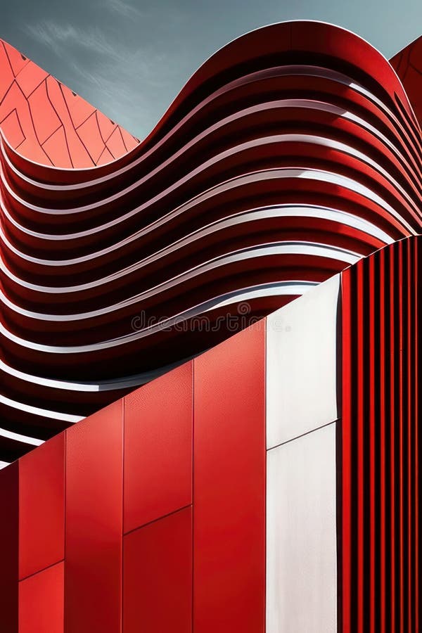 Modern Architectural Building with Curved Red Facade Stock Photo ...