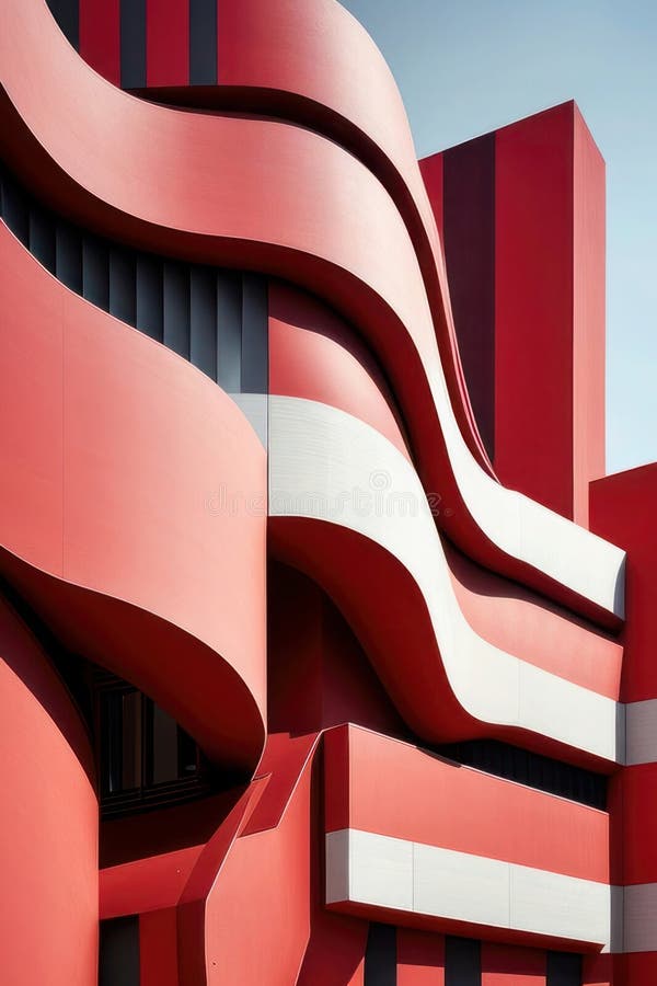 Modern Architectural Building with Curved Red Facade Stock Image ...