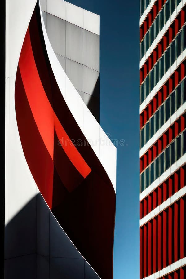 Modern Architectural Building with Curved Red Facade Stock Photo ...