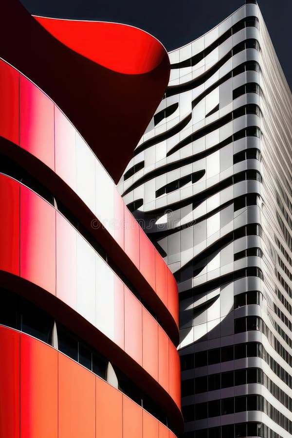 Modern Architectural Building with Curved Red Facade Stock Image ...