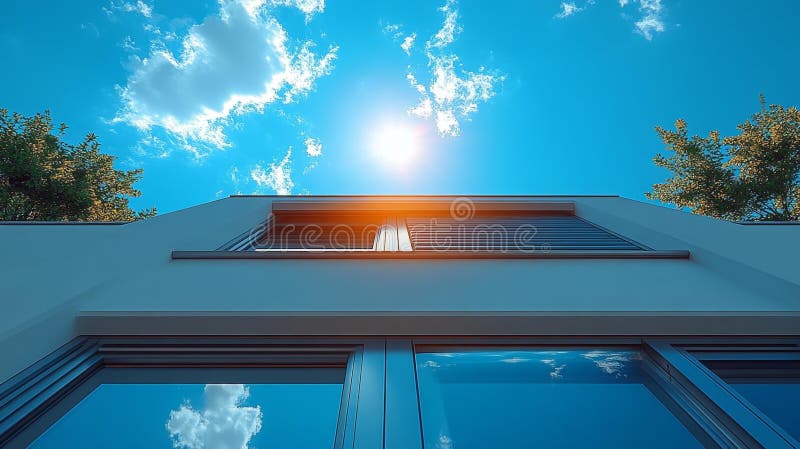 Modern Architectural Building Facade with Sunlight Reflection on ...