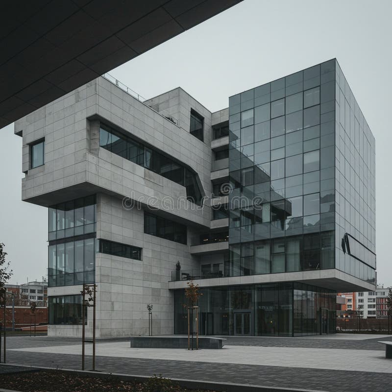 Modern Architectural Building Featuring a Combination of Concrete and ...