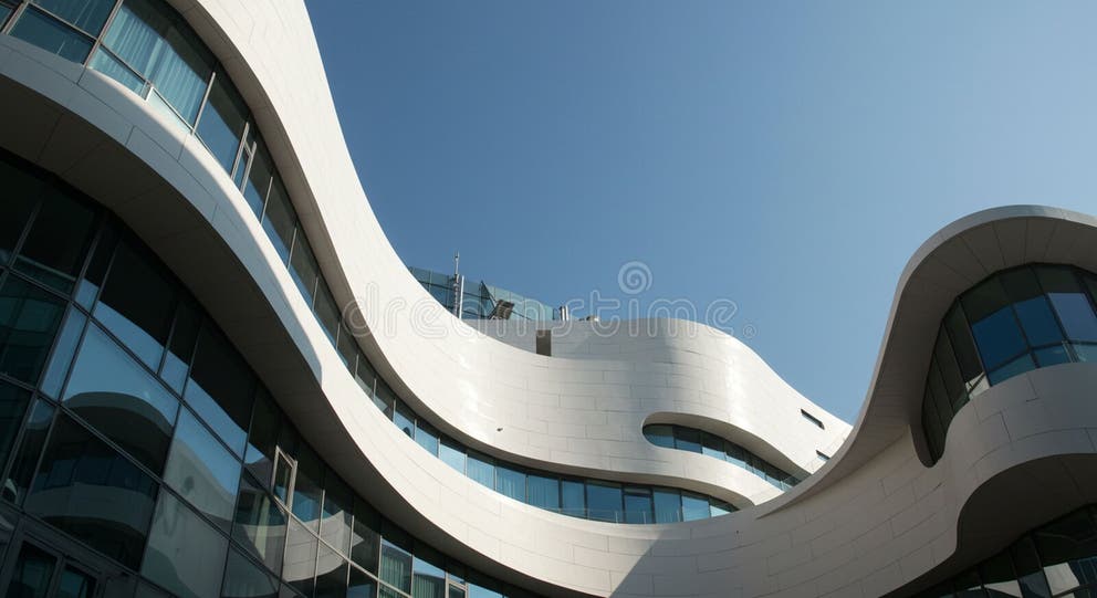 A Modern Architectural Building with Flowing, Undulating Forms and a ...