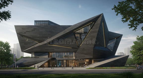 Modern Architectural Building with a Geometric, Angular Design Featuring Sharp Edges Stock ...