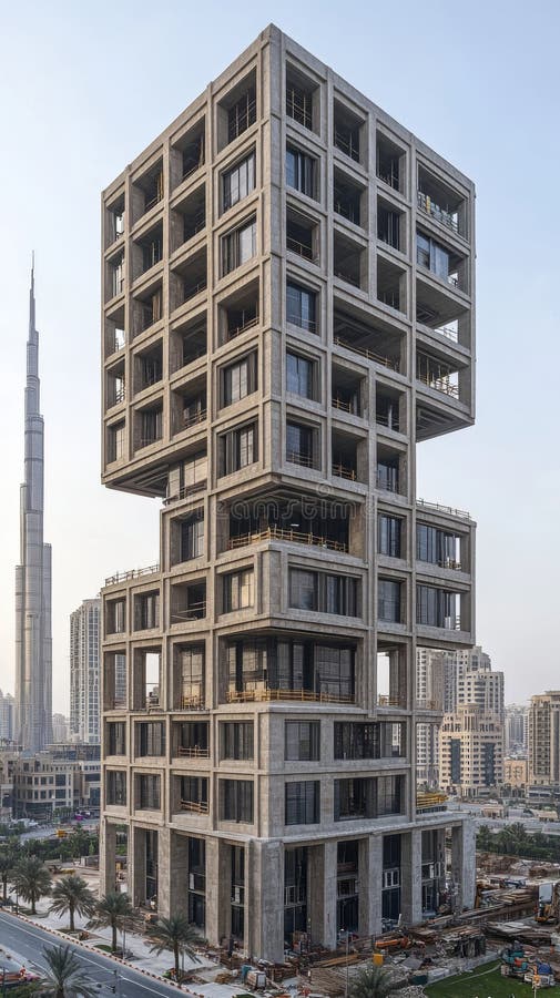 Modern Architectural Building with Geometric Design and Cityscape View ...