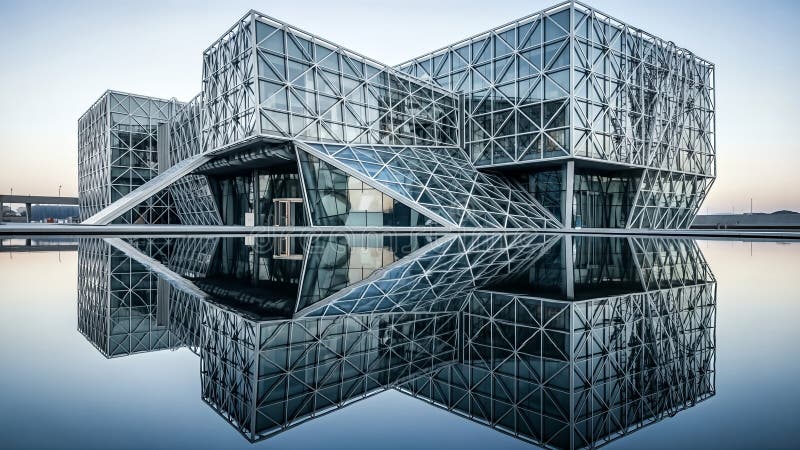 Modern Architectural Building with Glass Facade and Reflection Lattice ...