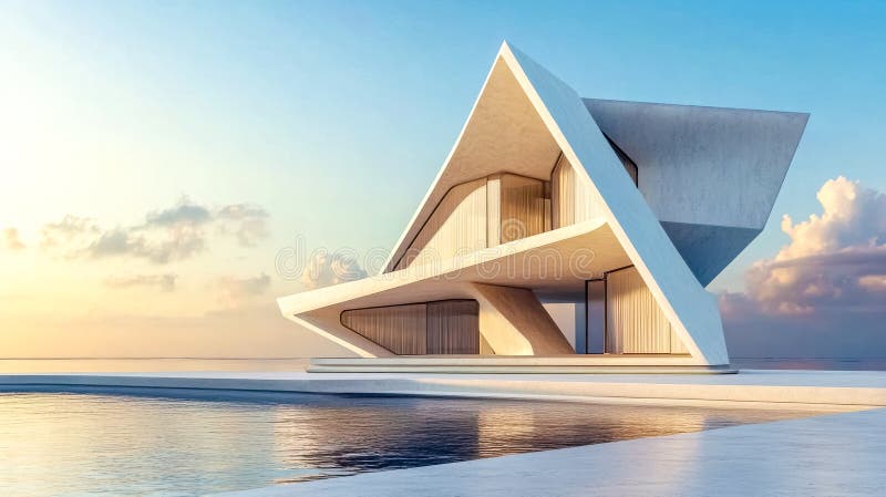 Modern Architectural Building with Infinity Pool Overlooking Ocean at ...