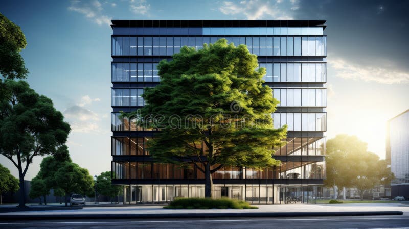 Modern Architectural Building with Integrated Green Spaces in Urban ...