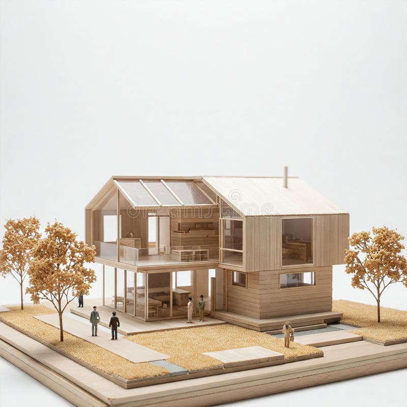 Modern Architectural Building Model with Glass Features and Landscaping ...