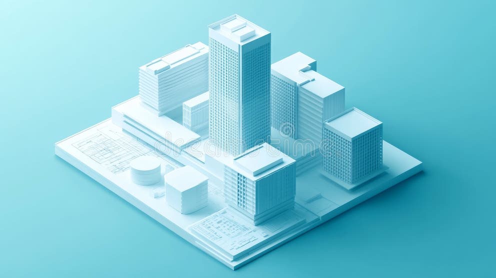 A Modern Architectural Building Model, with Its Windows Lit and Set ...