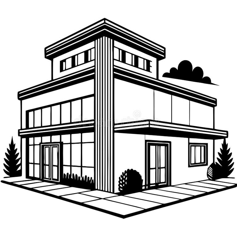 Modern Architectural Building Outline for Illustration and Design ...