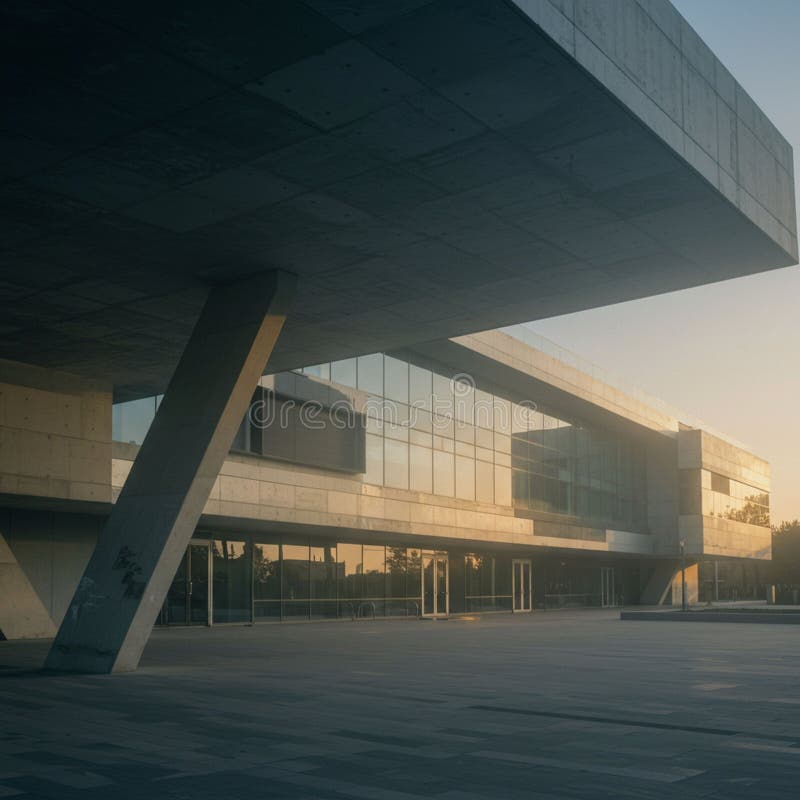 Modern Architectural Building with Sleek Lines, Featuring Large ...