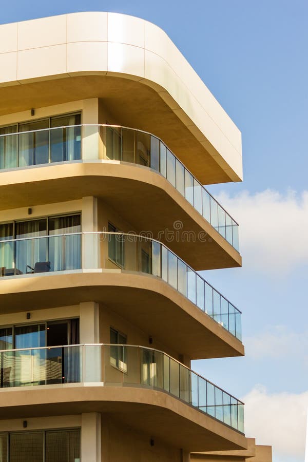 Modern Architectural Building Structure with Curved Balconies during ...