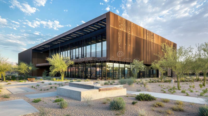 Modern Architectural Building Surrounded by Desert Landscape and ...