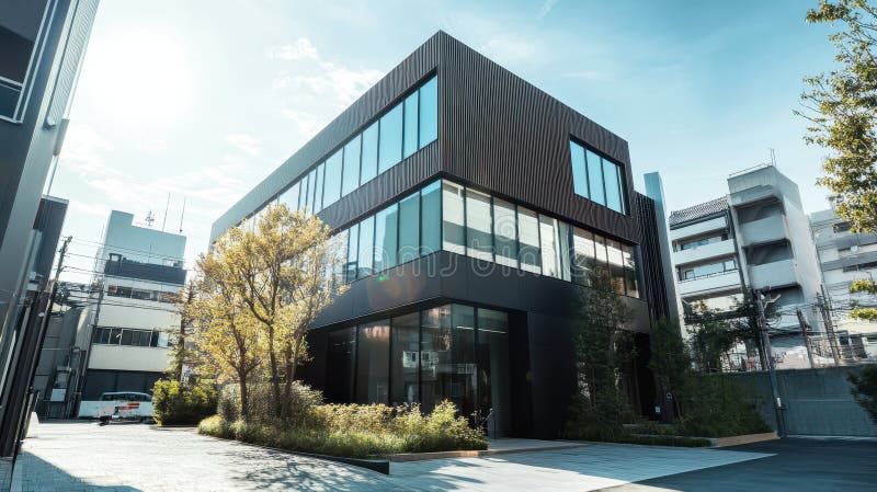 Modern Architectural Building Surrounded by Greenery and Urban ...