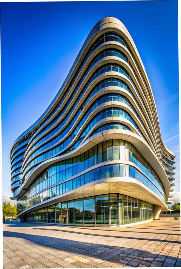 Modern Architectural Building with Unique Curves and Shadows Stock ...