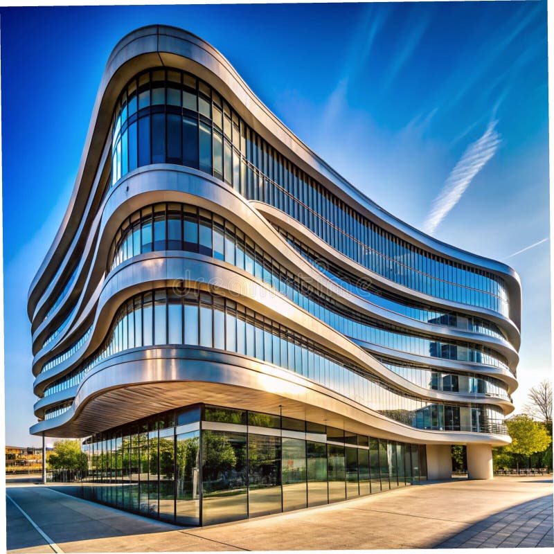 Modern Architectural Building with Unique Curves and Shadows Stock ...