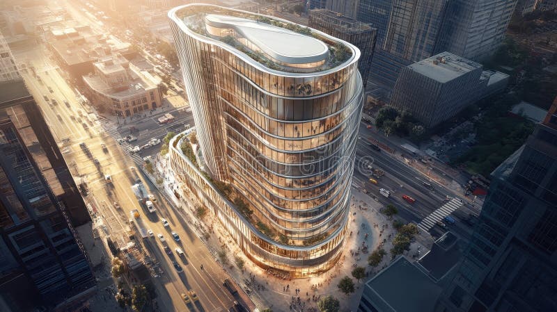 A Modern Architectural Building with a Unique Design, Surrounded by ...