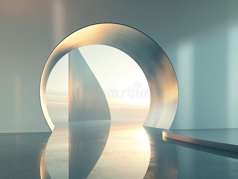Modern Architectural Circular Opening at Sunrise Stock Photo - Image of ...