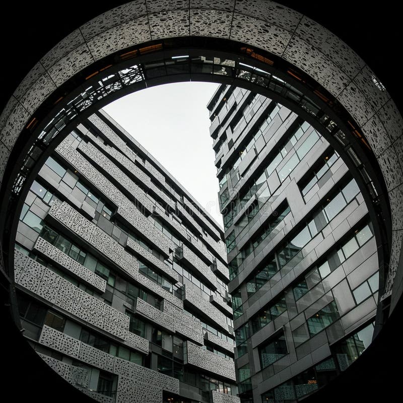 Modern Architectural Complex Features Two Buildings with Angular ...