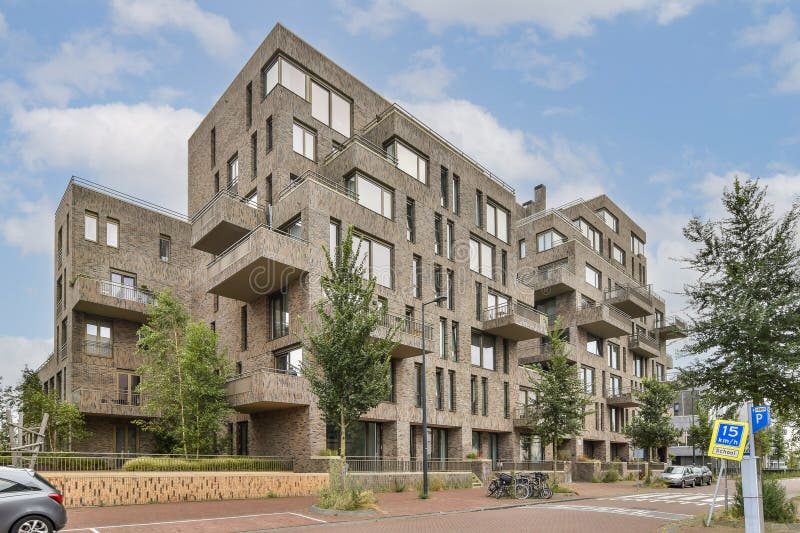 Modern Architectural Complex with Greenery Stock Image - Image of ...