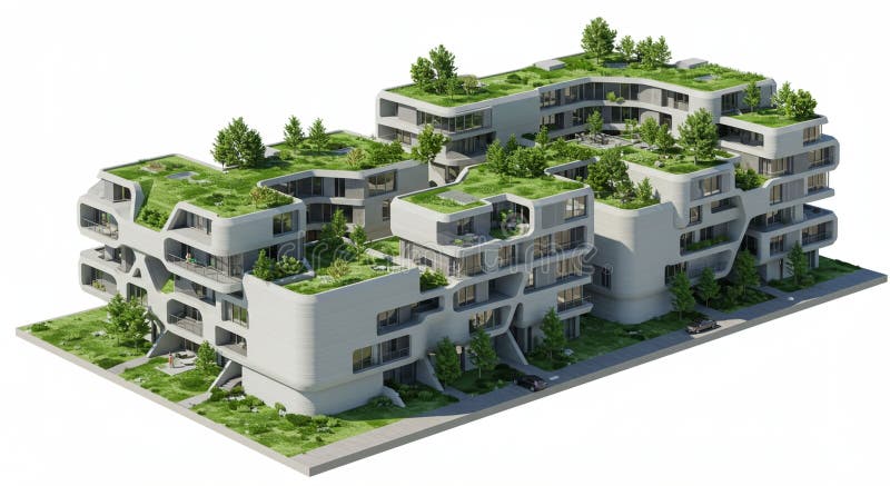 Modern Architectural Concept Featuring a Multi-level Building with a ...