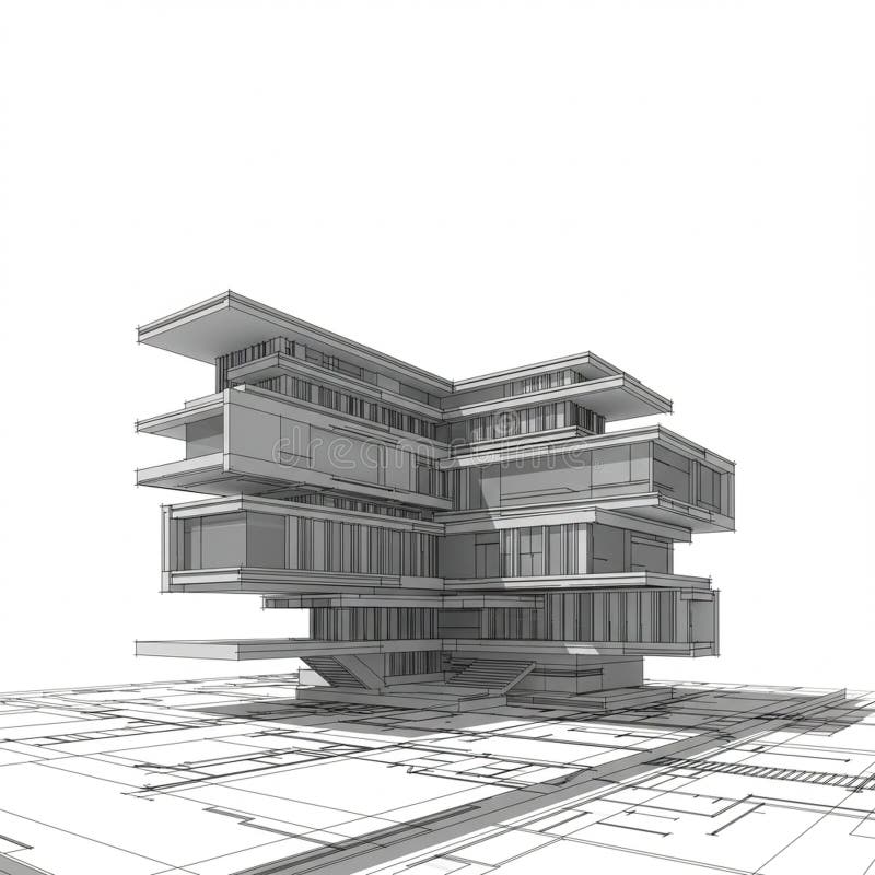 A Modern Architectural Concept Featuring a Multi-level Structure with ...