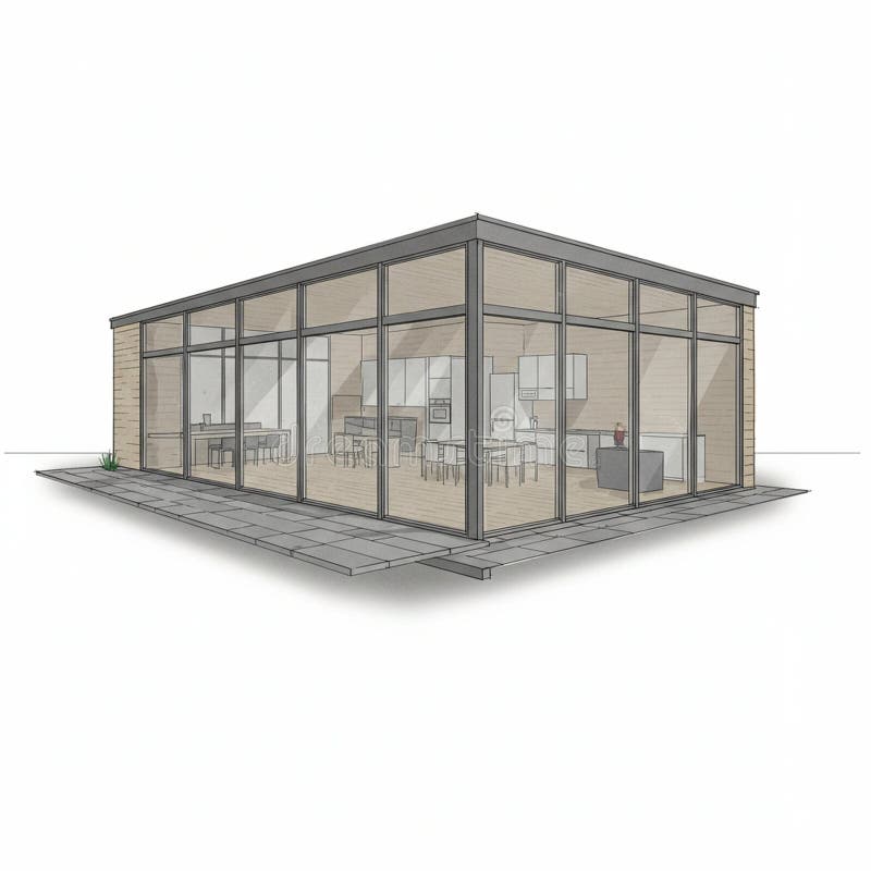 Modern Architectural Concept of a Minimalist, Rectangular Structure ...