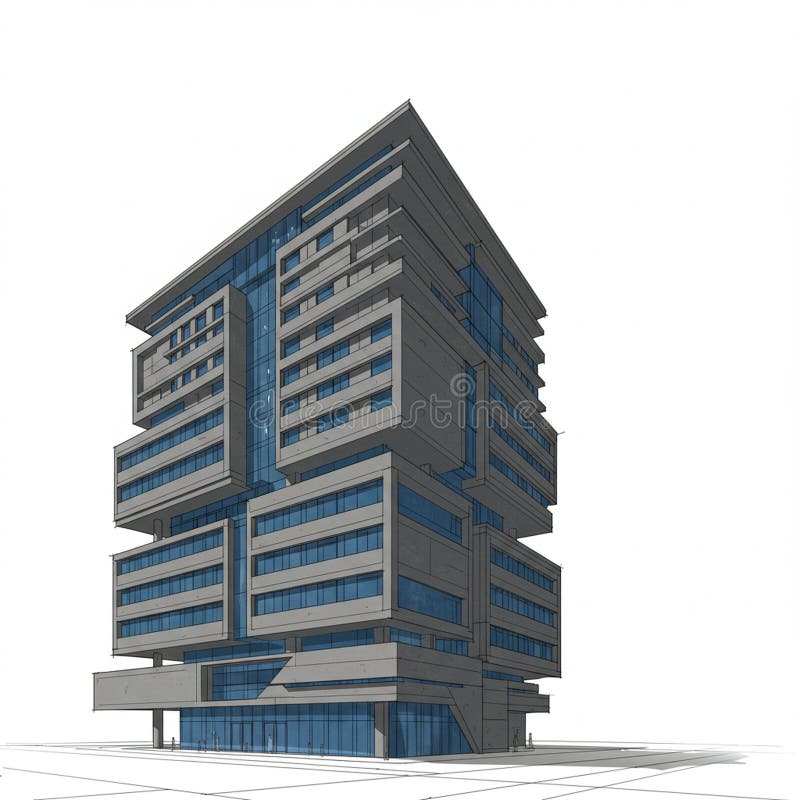 Modern Architectural Concept of a Multi-story Building. it Features a ...