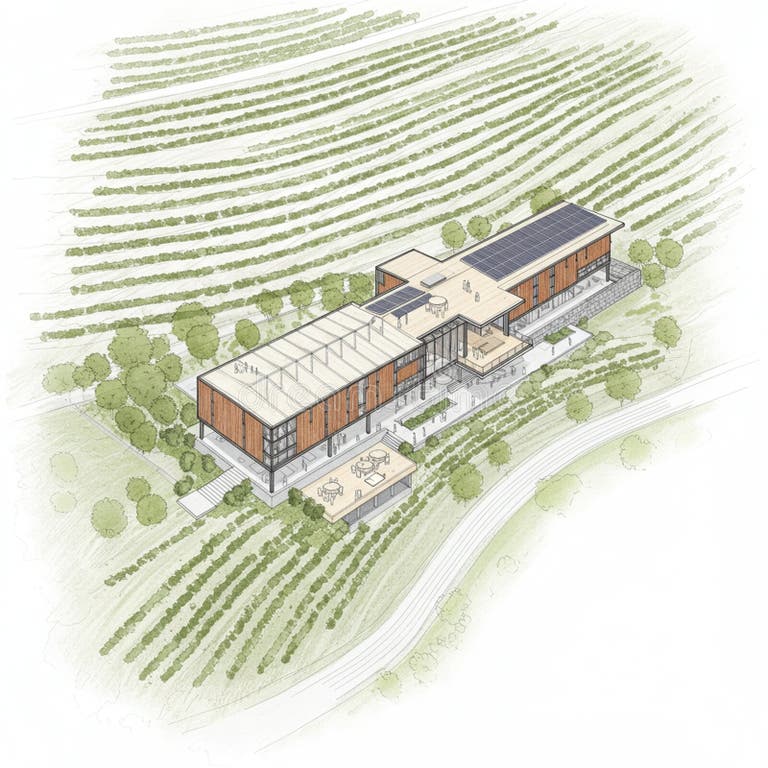 Modern Architectural Concept of a Rectangular Building Set within ...