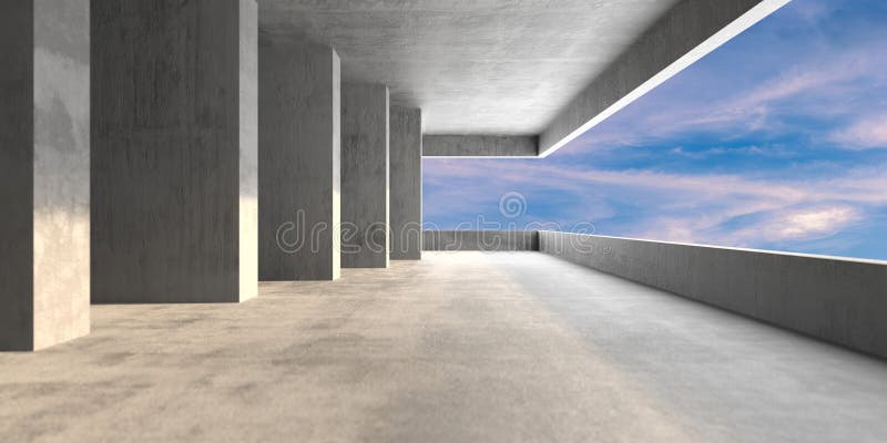 Modern Architectural Concrete Space with Open Sky View for Artistic ...