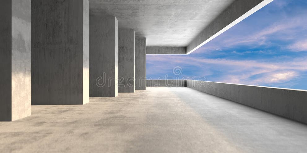 Modern Architectural Concrete Space with Open Sky View for Artistic ...