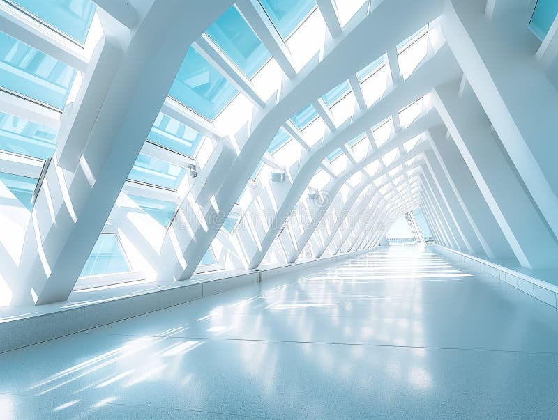 Modern Architectural Corridor with Glass Panels Stock Photo - Image of ...