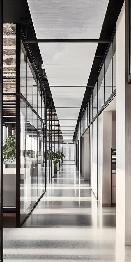 Modern Architectural Corridor with Natural Light Stock Illustration ...