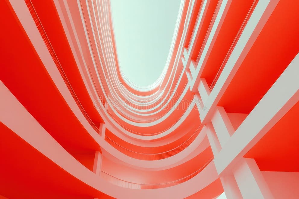 Modern Architectural Curves in a Red and White Skyscraper Perspective, AI Generative Stock Image ...