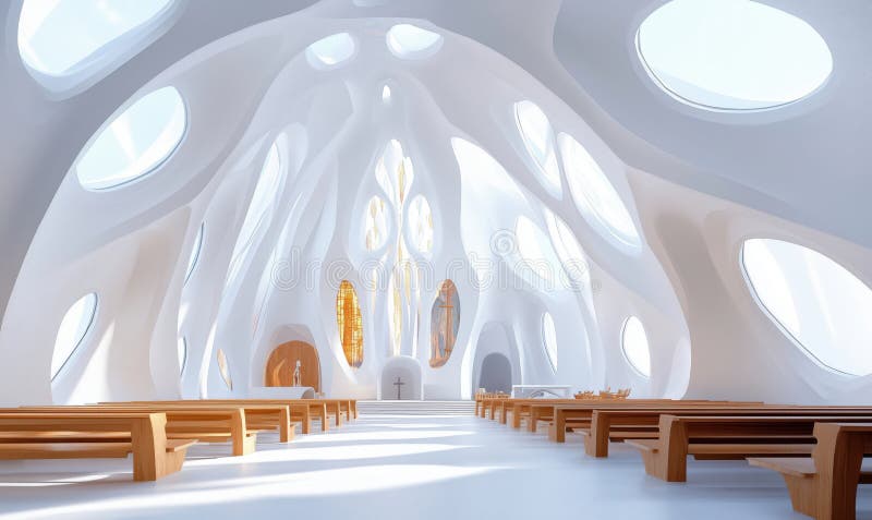 Modern Architectural Design of a Bright and Airy Church Interior with ...