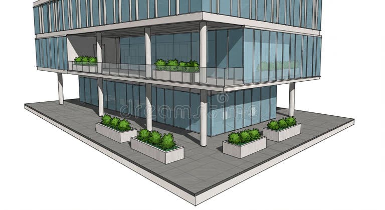 Modern Architectural Design of a Building with a Glass Facade and ...
