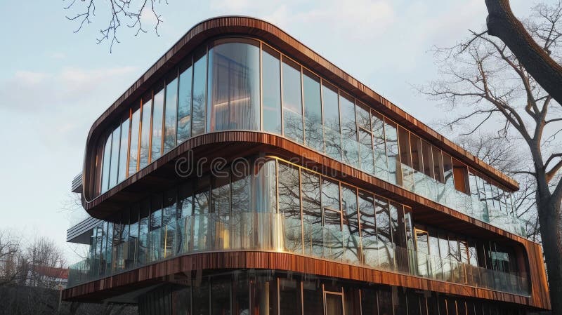 Modern Architectural Design of a Building with Large Glass Windows and ...