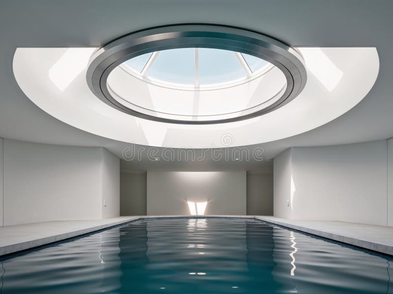 Modern Architectural Design with Circular Skylight Over Indoor Pool ...
