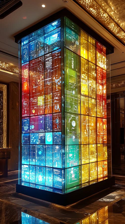 Modern Architectural Design with Colorful Glass Panels Stock ...