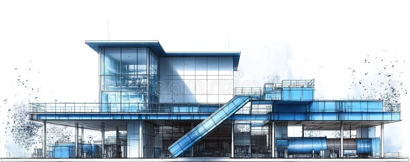 Modern Architectural Design of a Commercial Building with Intricate ...