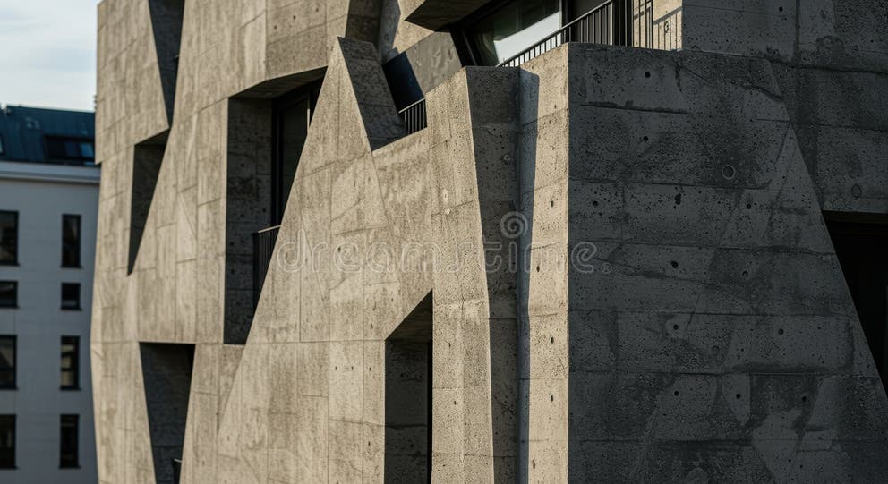 Modern Architectural Design of Concrete Building Facade with Geometric ...